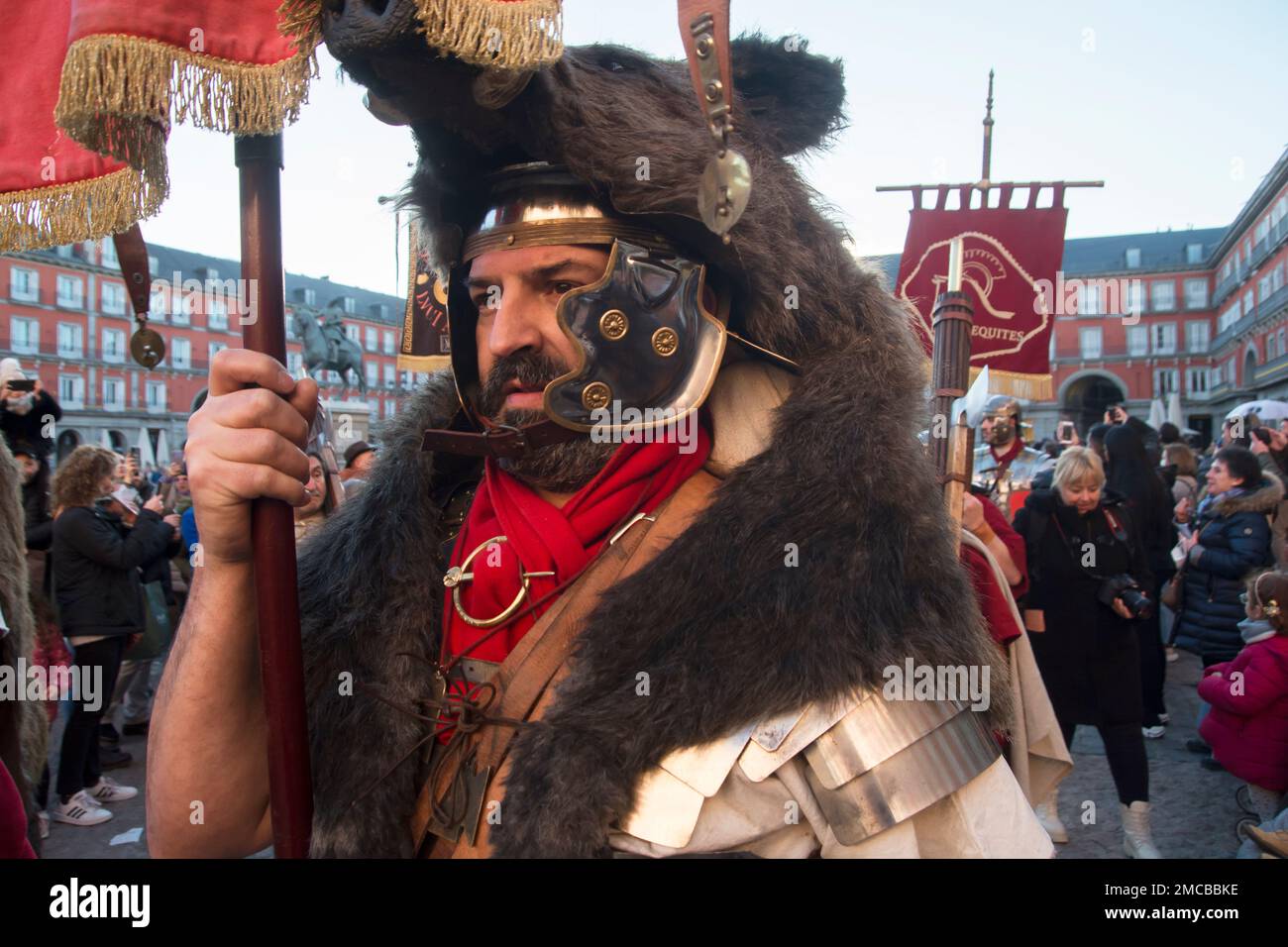 More than a hundred Roman legionnaires, with standards and drums, have ...