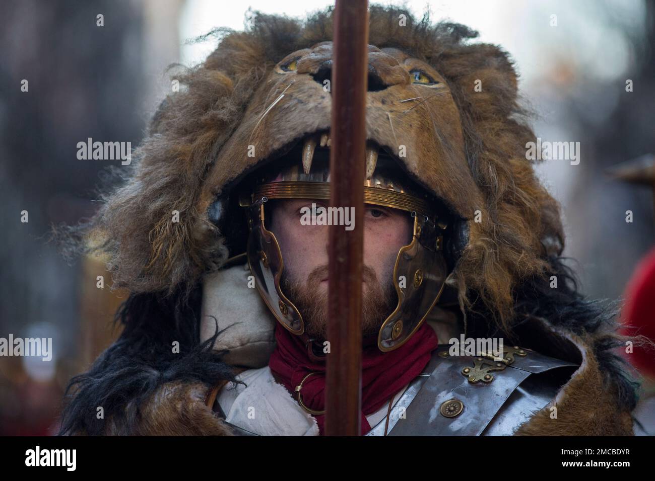 Madrid, Spain. 21st Jan, 2023. A Roman legionnaire with a lion skin ...