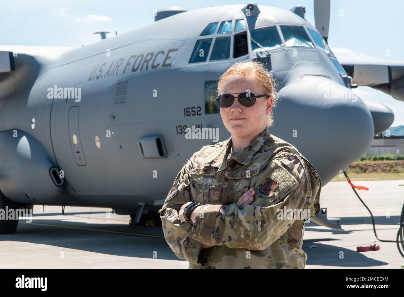 Airman 1st Class Mary Belle Davidson, a crew chief assigned to the ...