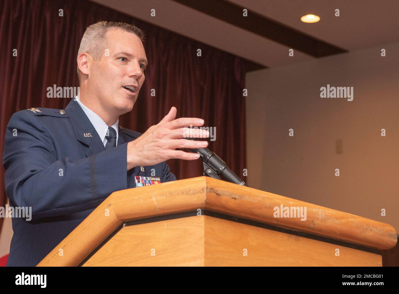 Col. Michael Brough, 374th Medical Group commander, delivers a speech ...
