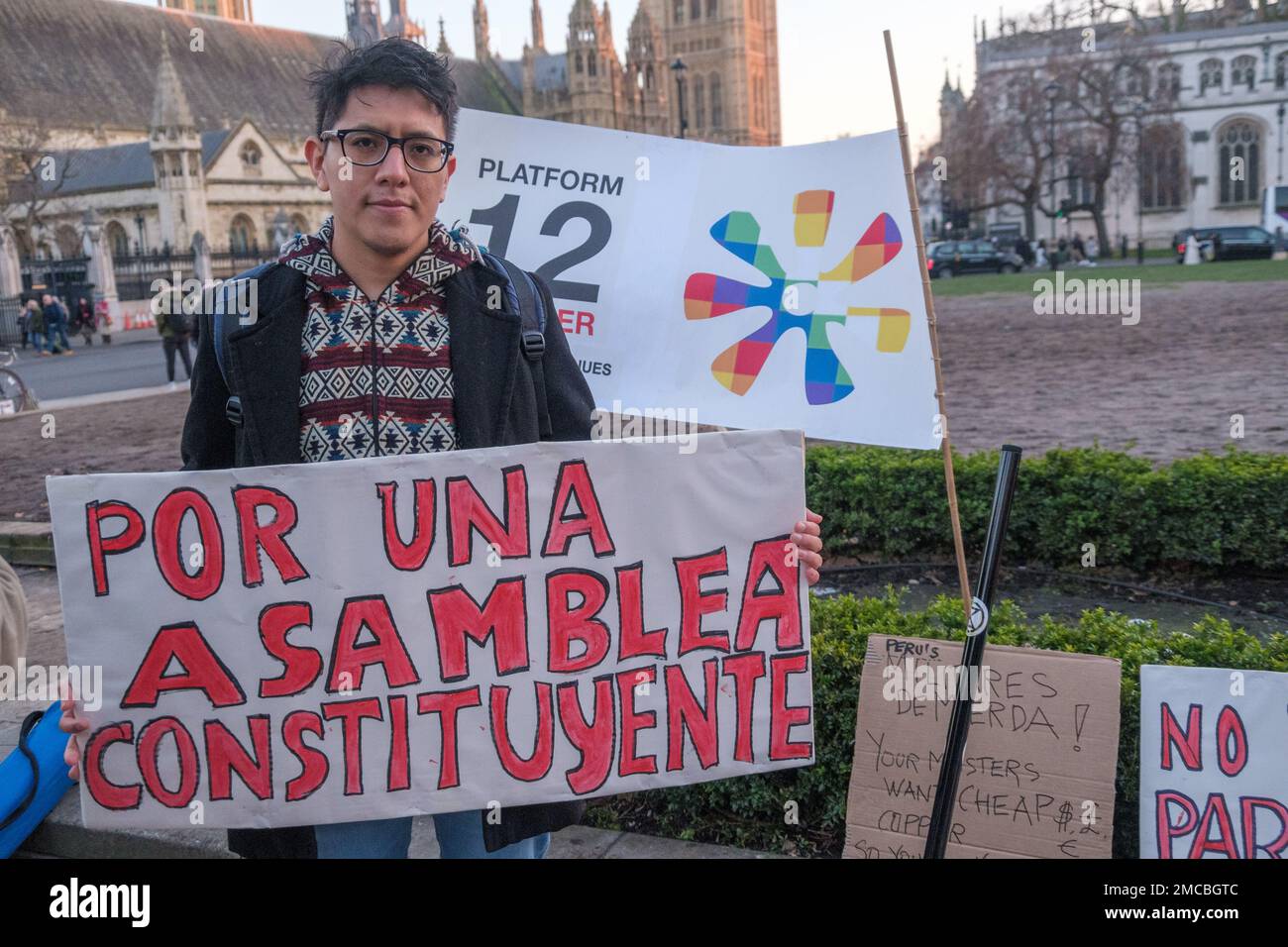 London, UK. 21 Jan 2023. Plataforma 12 de Octubre and Movimiento ...