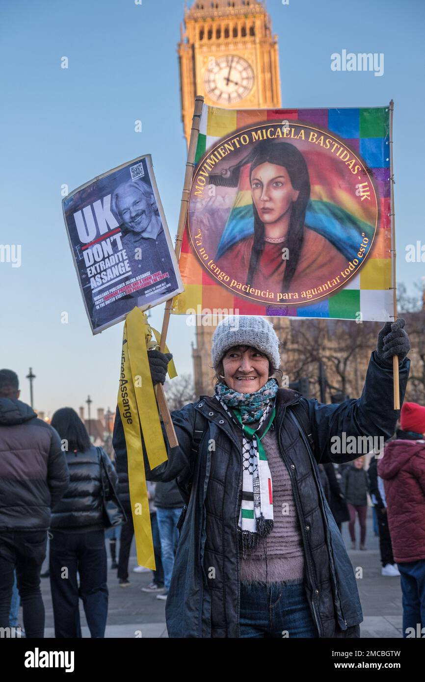 London, UK. 21 Jan 2023. Plataforma 12 de Octubre and Movimiento ...