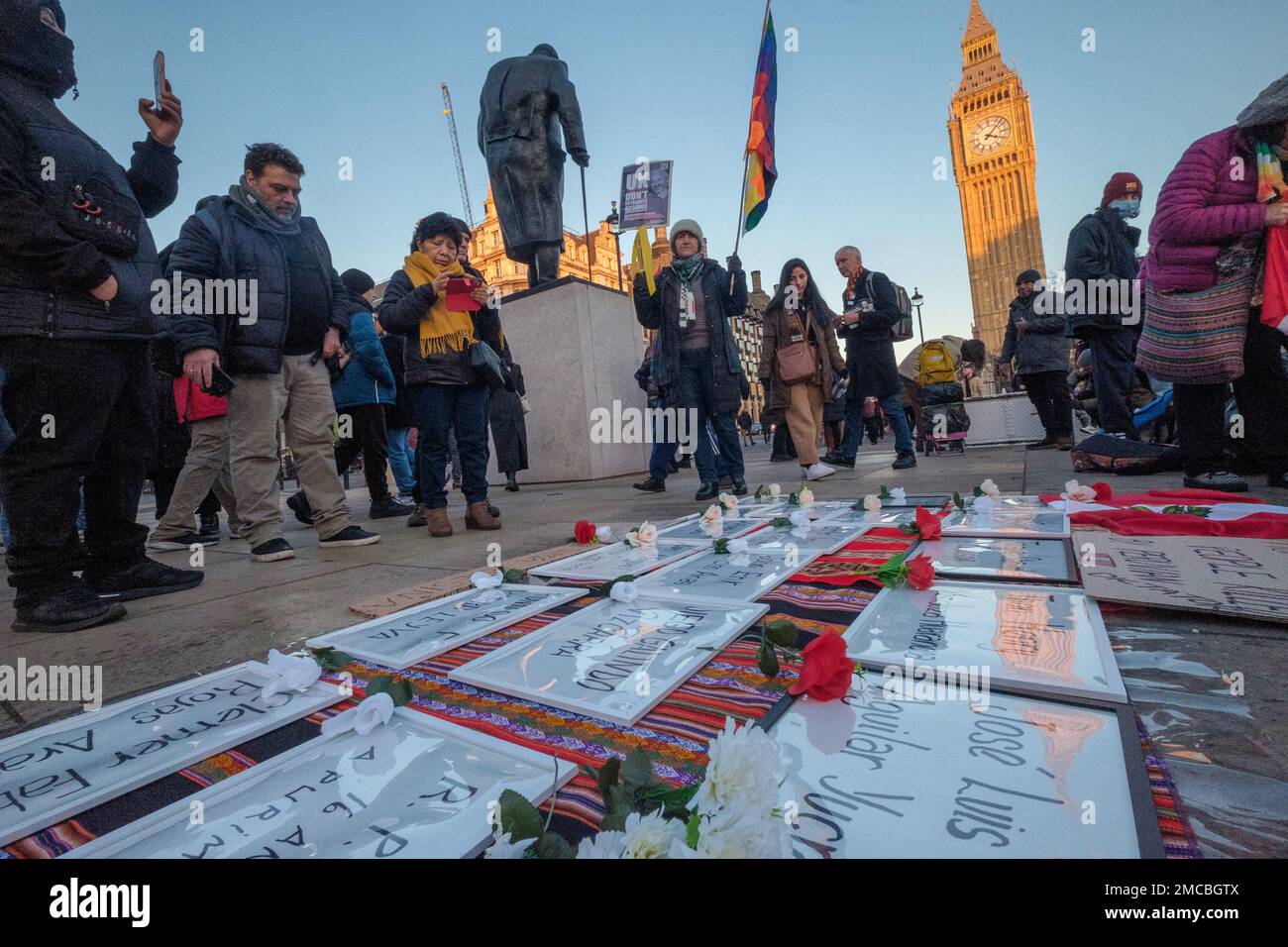 London, UK. 21 Jan 2023. Plataforma 12 de Octubre and Movimiento ...
