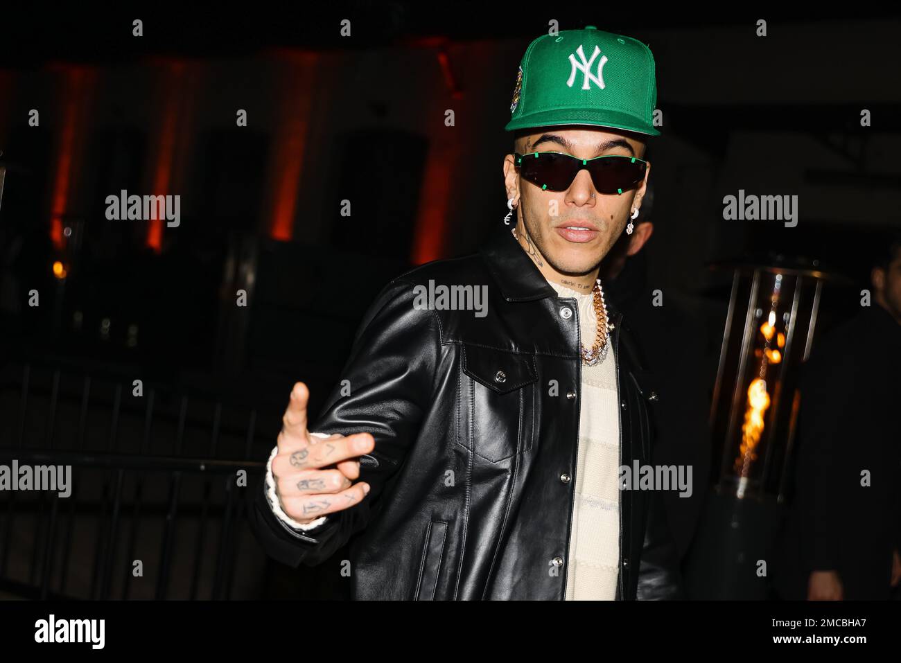 Milan, Italy. 13th Jan, 2023. Sfera Ebbasta attends the DSQUARED2 ...