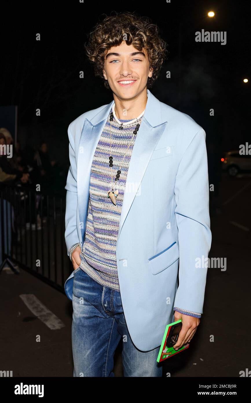 Milan, Italy. 13th Jan, 2023. Gavin Casalegno attends the DSQUARED2 ...