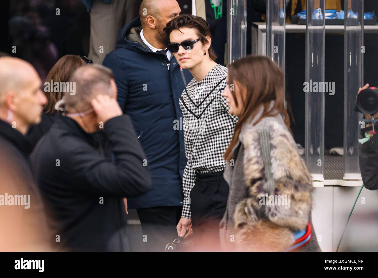 Milan, Italy. 15th Jan, 2023. Louis Partridge attends the Prada Fashion ...