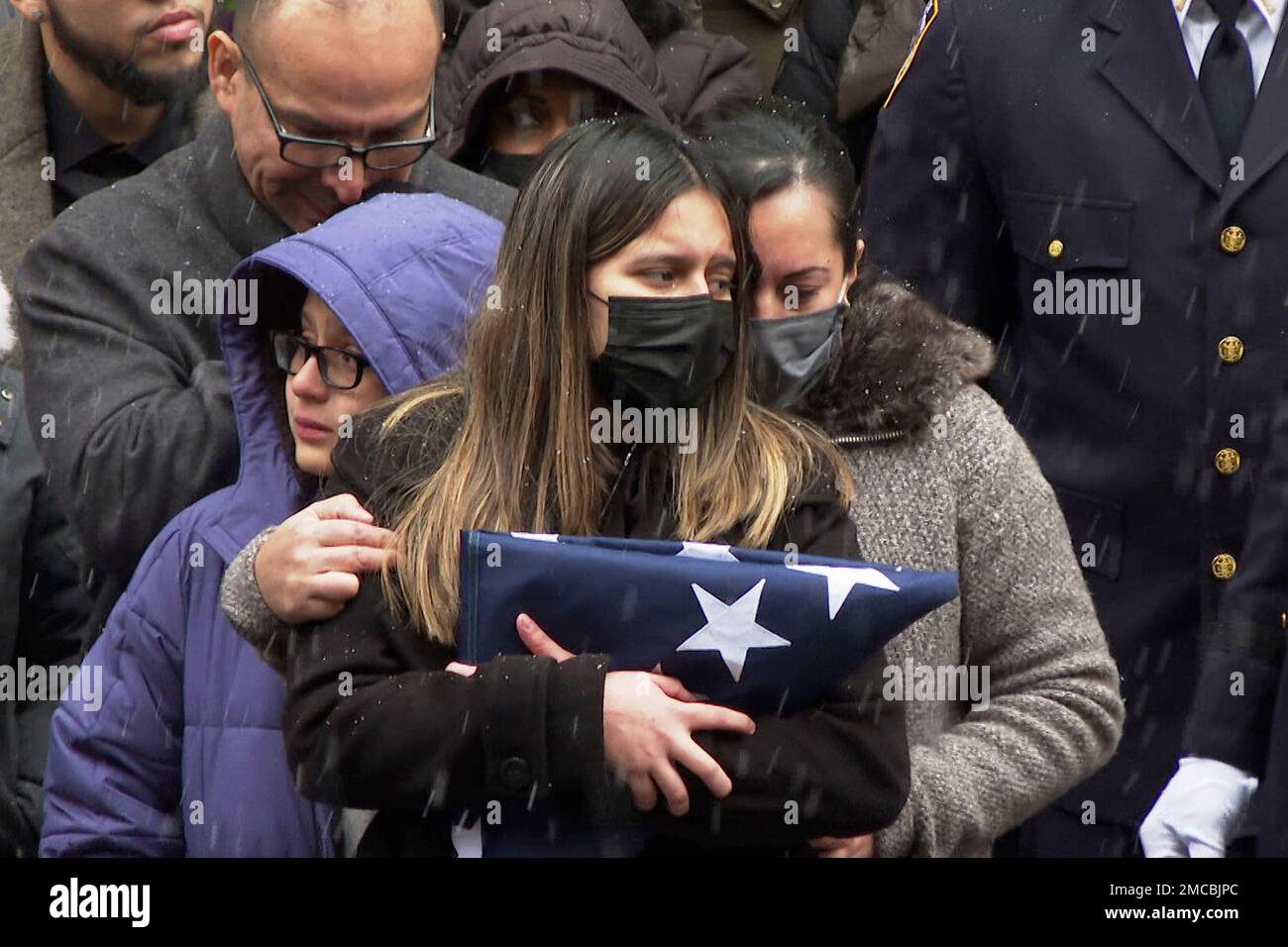 Dominique Luzuriaga, the wife of slain NYPD Officer Jason Rivera, holds ...