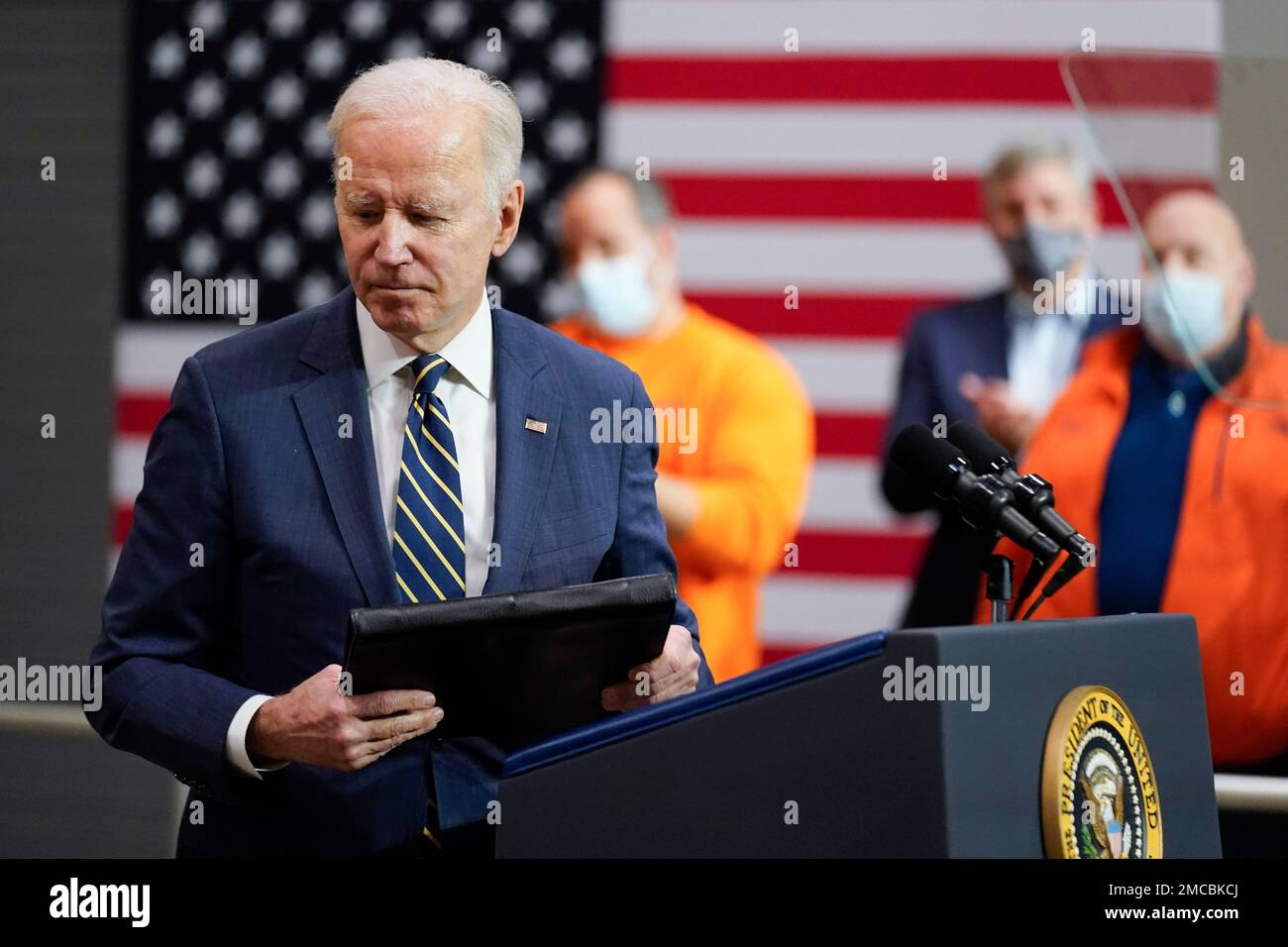 President Joe Biden leaves after speaking at Carnegie Mellon University ...