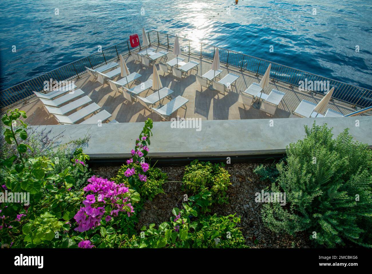 Idyllic view of the Solarium beach in summer in Monaco (Monte Carlo ...