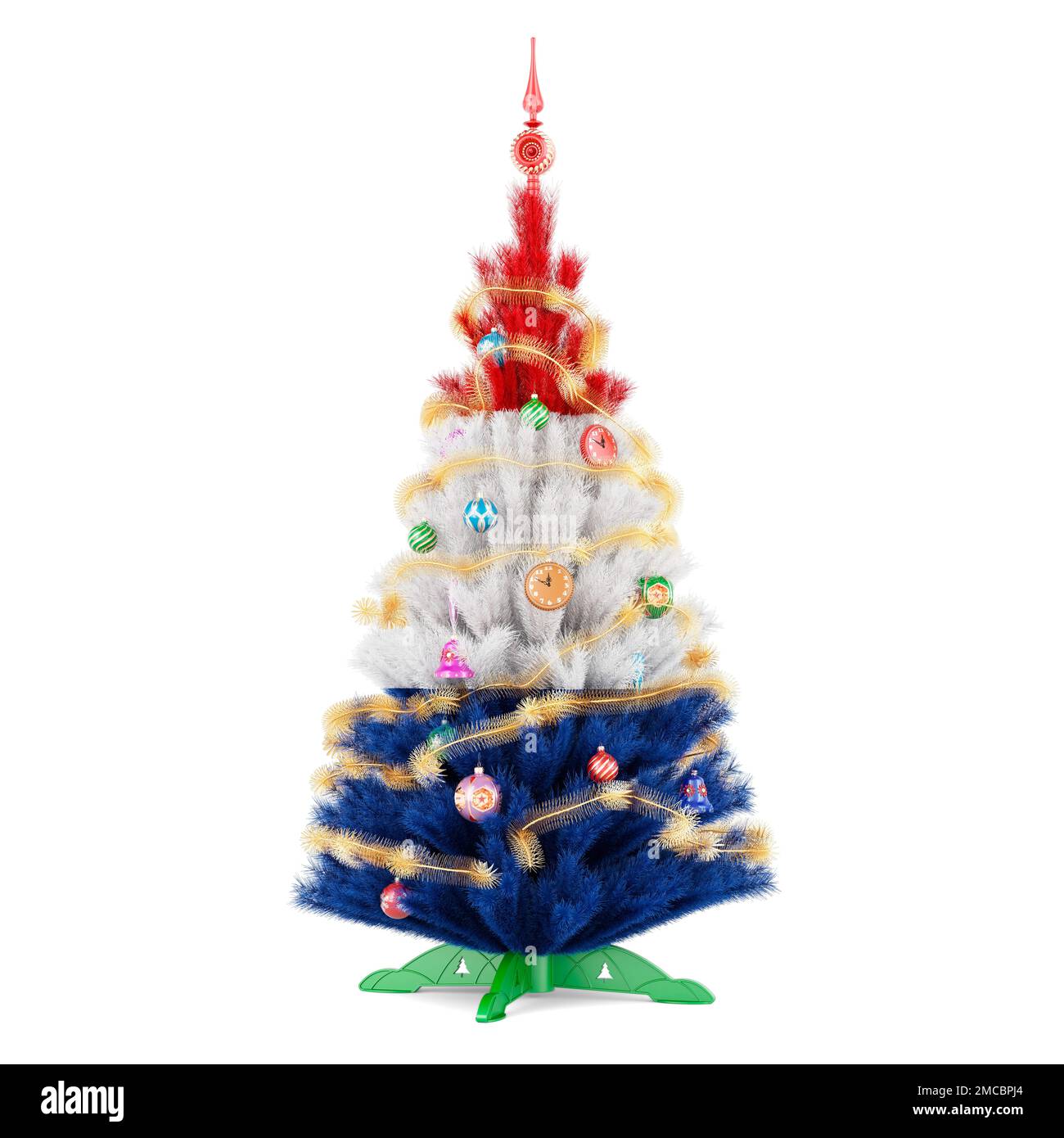 The Netherlands flag painted on the Christmas tree, 3D rendering ...