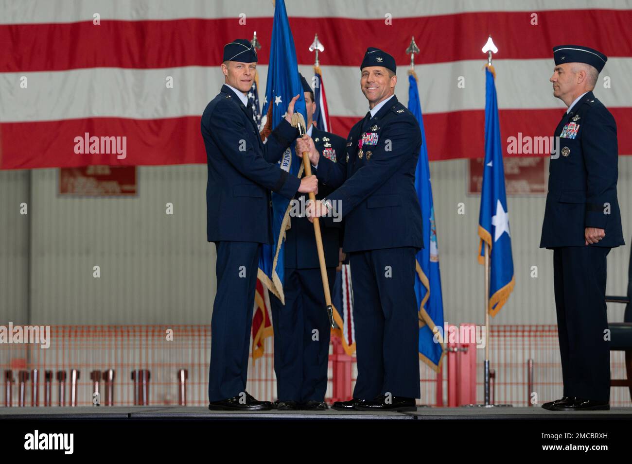 U.S. Air Force Col. Jason Camilletti, center, outgoing 48th Fighter ...
