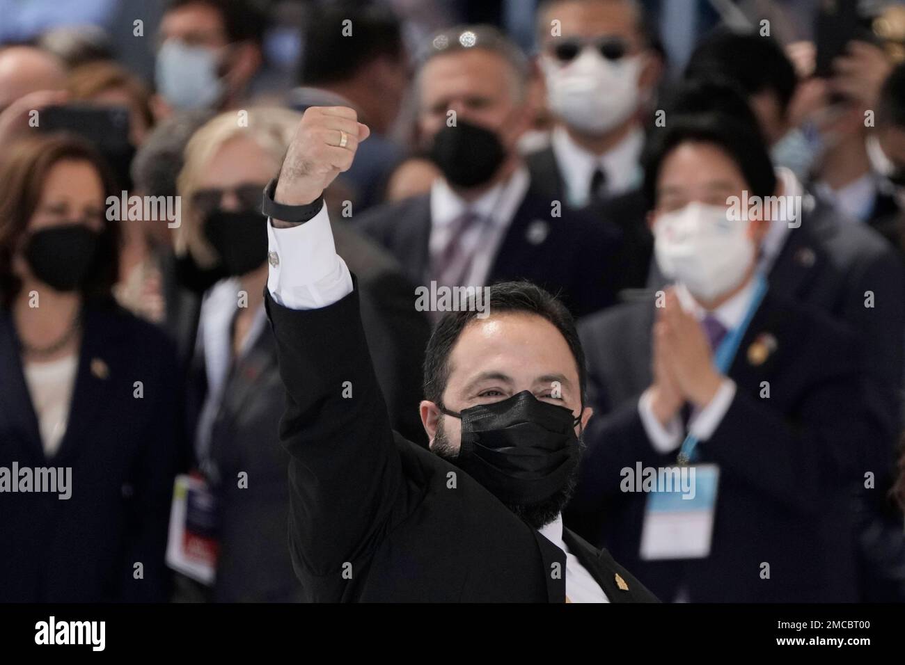 Honduras' Congressional President Luis Redondo raises his fist during ...