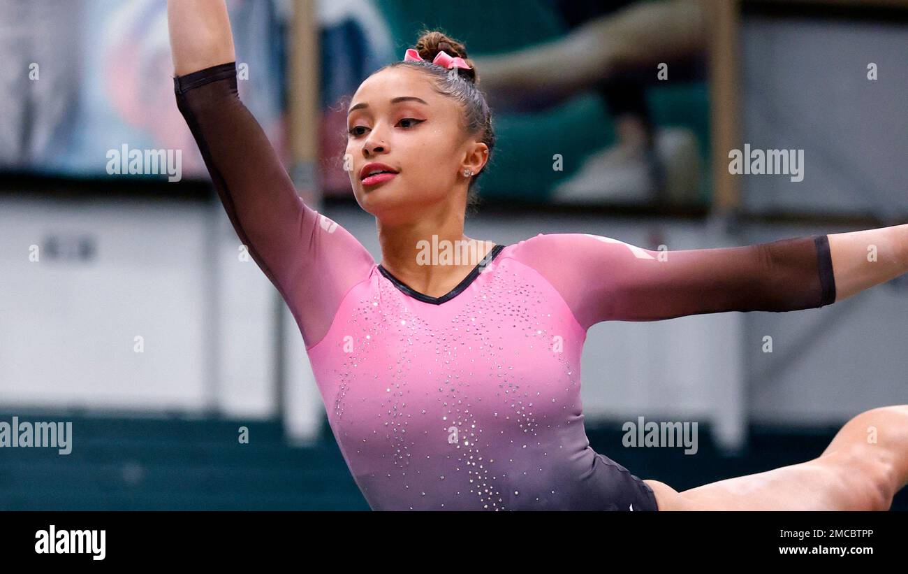 Michigan State's Lea Mitchell competes in the floor during an NCAA ...