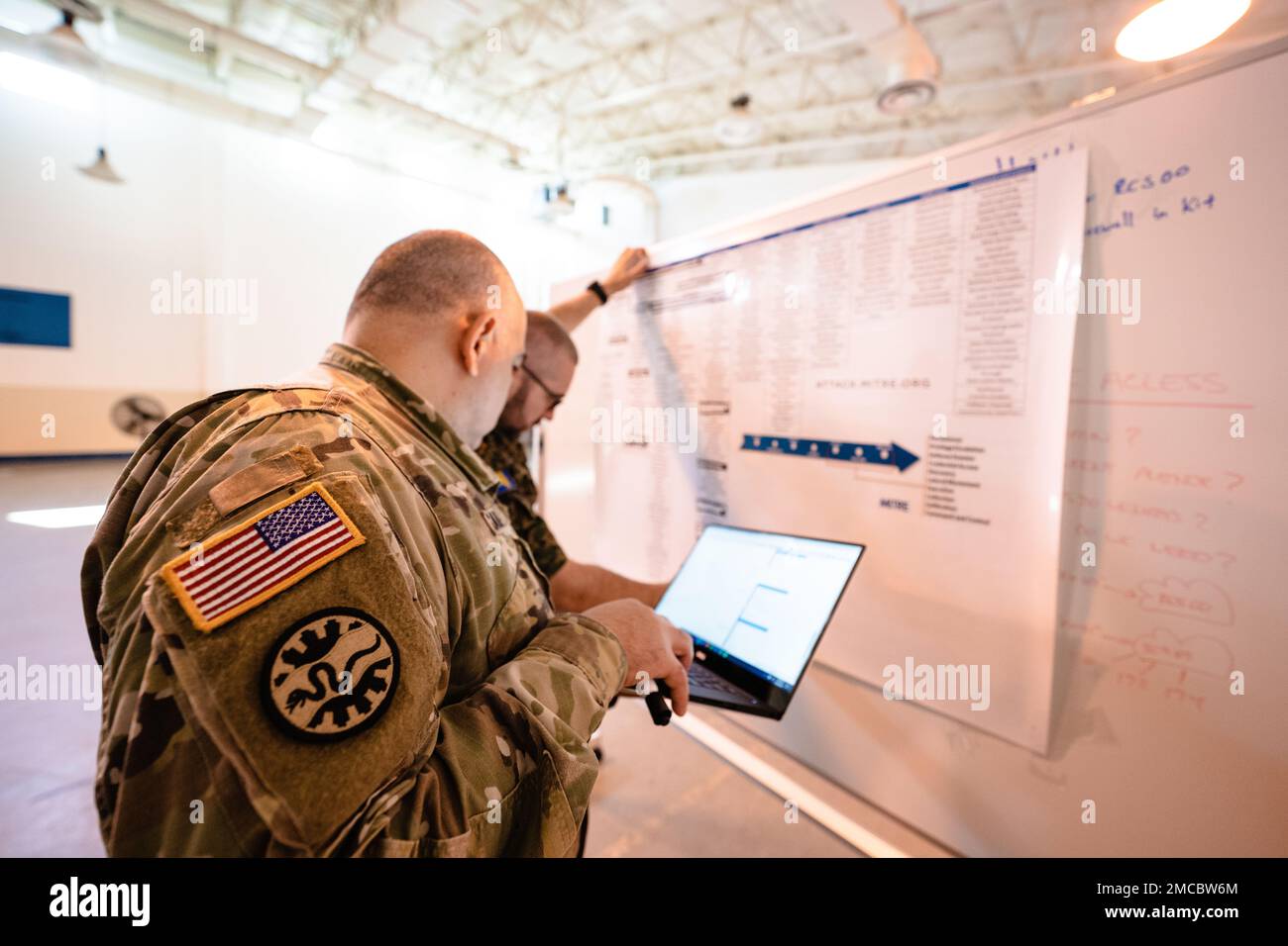 A member of the 169th Cyber Protection Team and members of the Armed ...