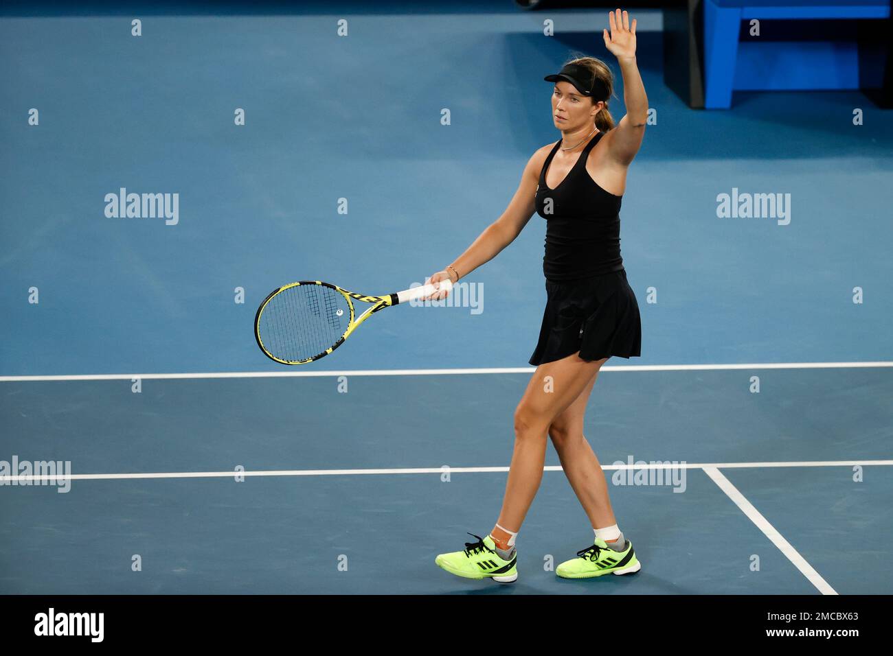 Danielle Collins of the U.S. celebrates after defeating Iga Swiatek of ...