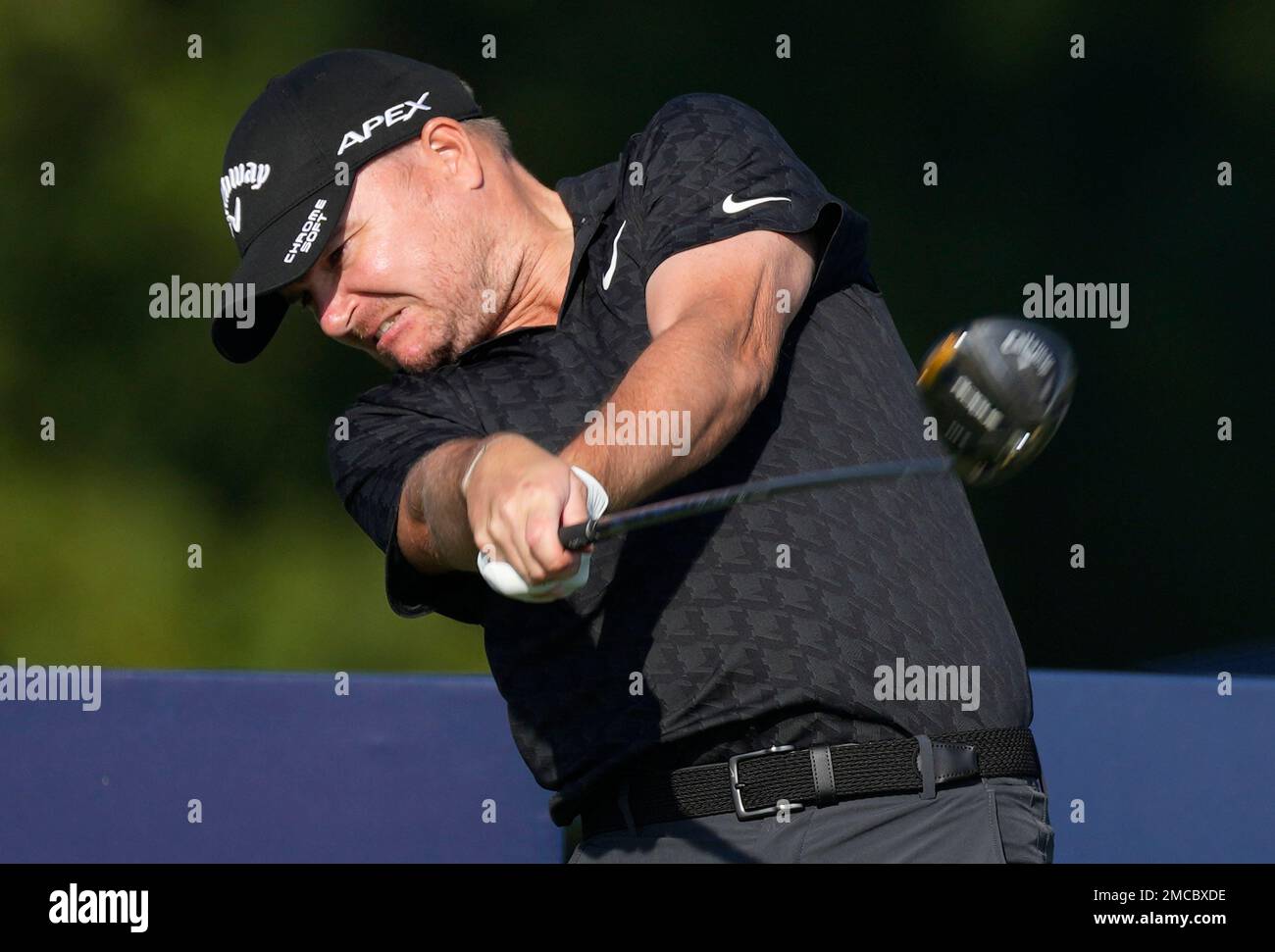 James Morrison of England tees off on the 13th hole during the first ...