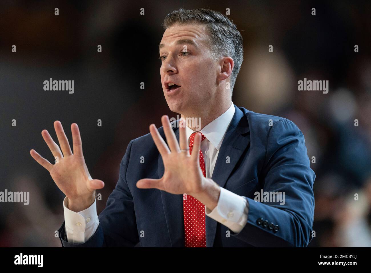 Davidson Wildcats Associate Head Coach Matt McKillop looks on during ...