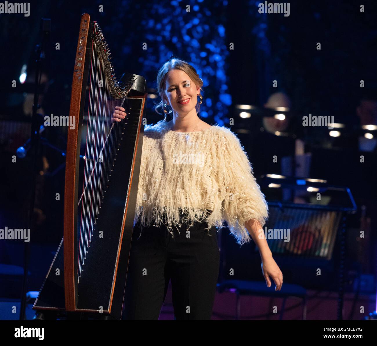 Glasgow Scotland. 19 January 2023. Maeve Gilchrist, Scots Harpist and ...