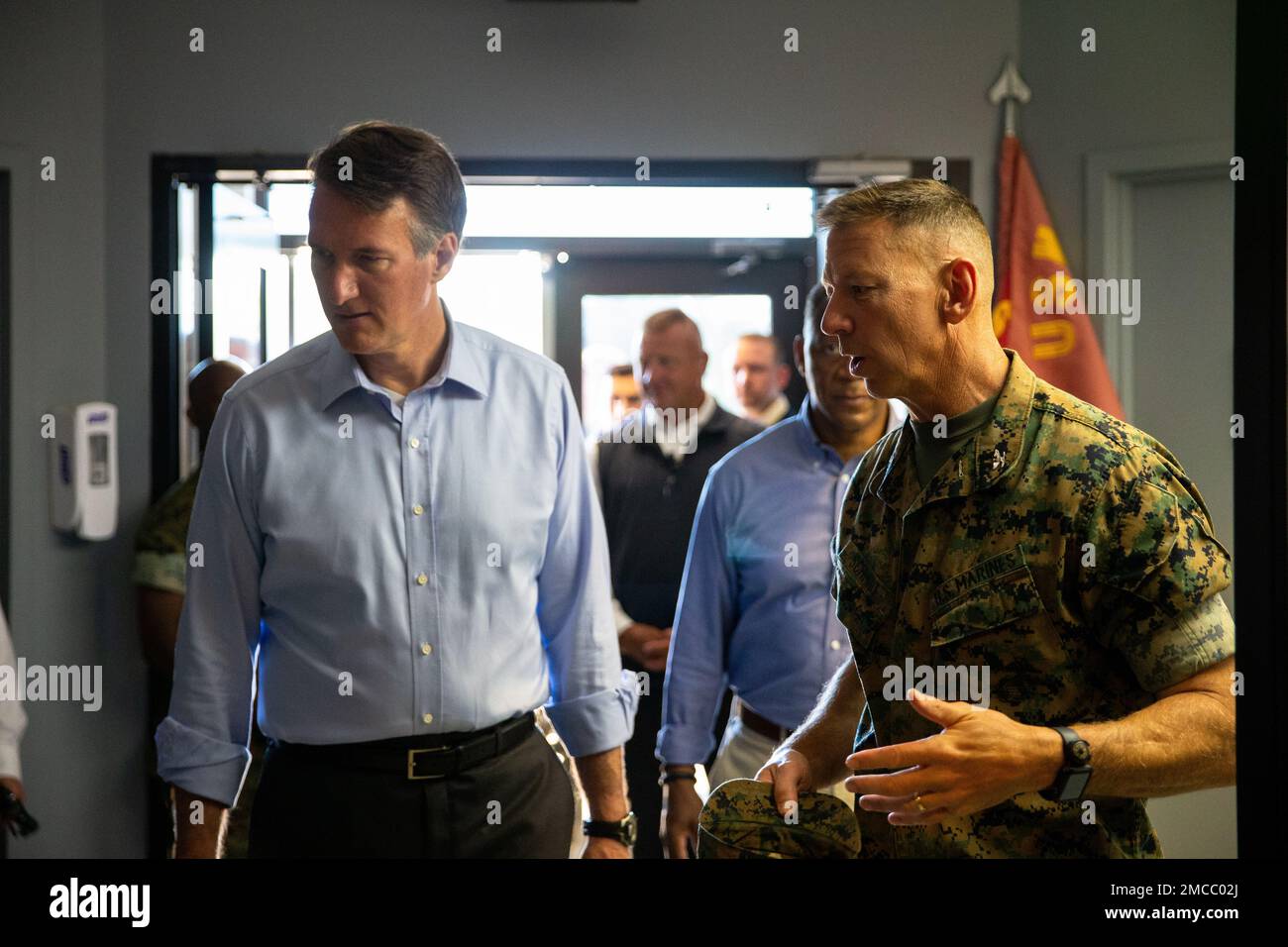 Glenn Youngkin, Virginia governor, interacts with U.S. Marine Corps Col ...