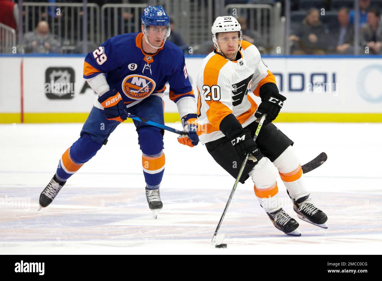 New York Islanders center Brock Nelson (29) pursues Philadelphia Flyers ...