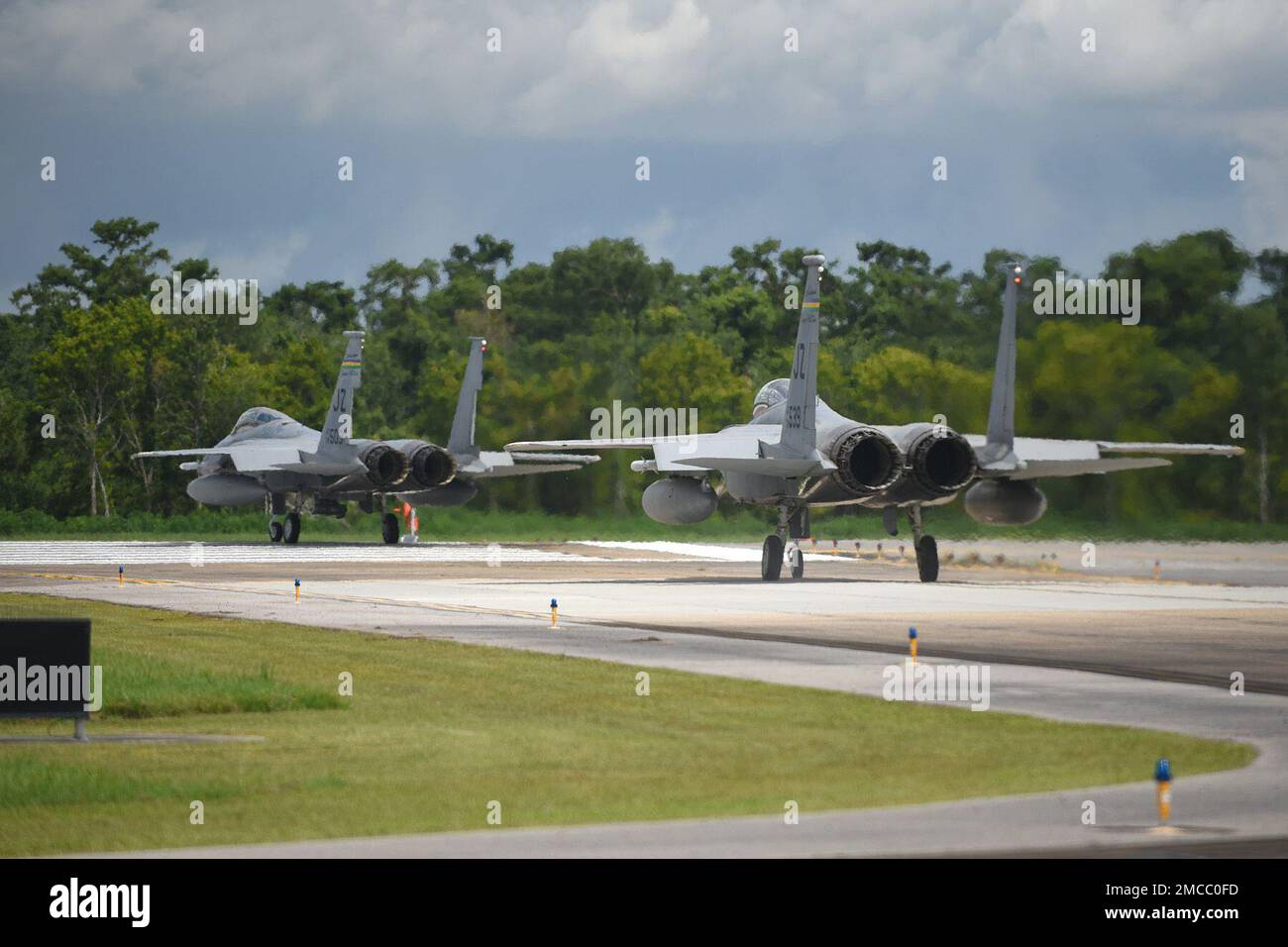 Two 159th Fighter Wing, Louisiana Air National Guard F-15 fighter ...
