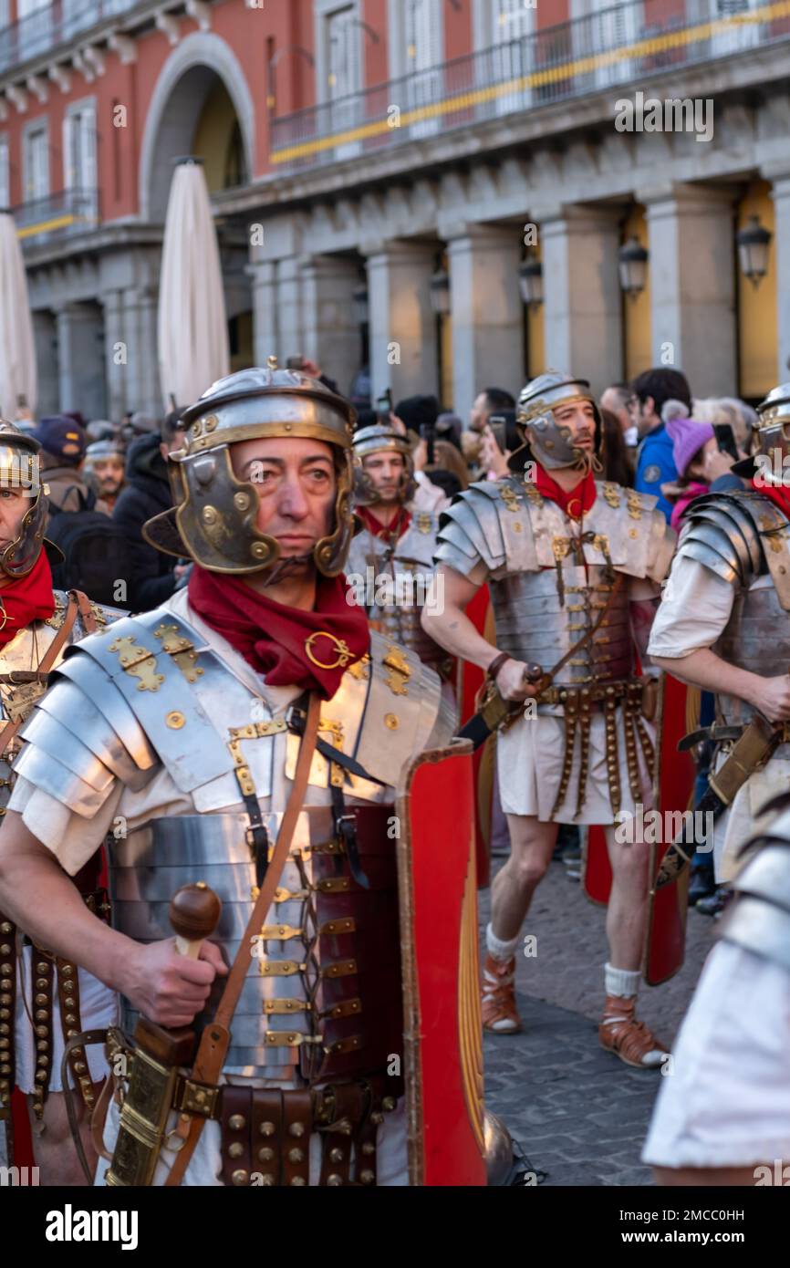 Madrid, Spain, 21 January, 2023: Parade of Roman troops during the ...