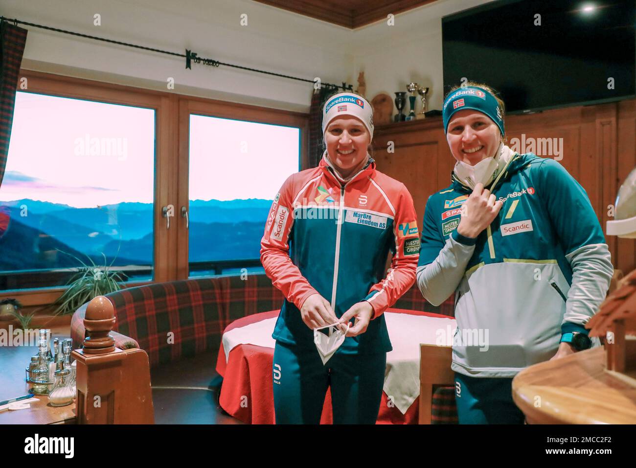 Norway's Lotta Weng, left, and Tiril Weng pose for photographs inside ...