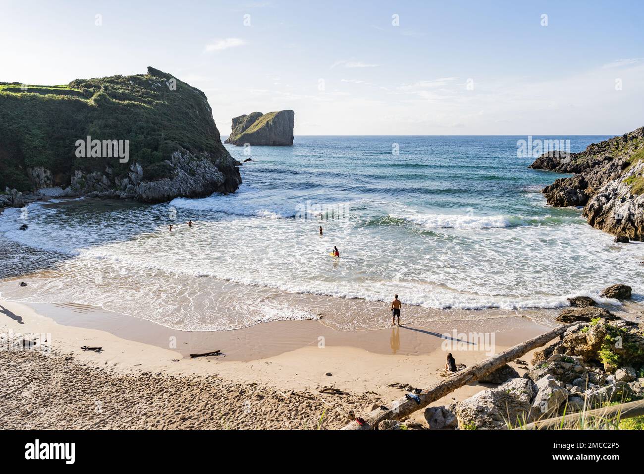 Views of the San Miguel beach near Llanes municipality in Asturias ...