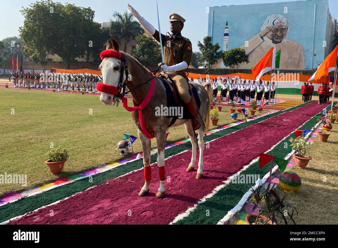 A painting of former Indian president A.P.J. Abdul Kalam is displayed ...