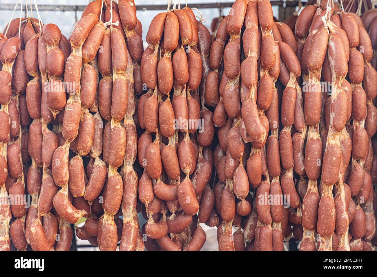 Turkish Sausage (Sucuk). Sausages made of camel meat in camel wrestling ...