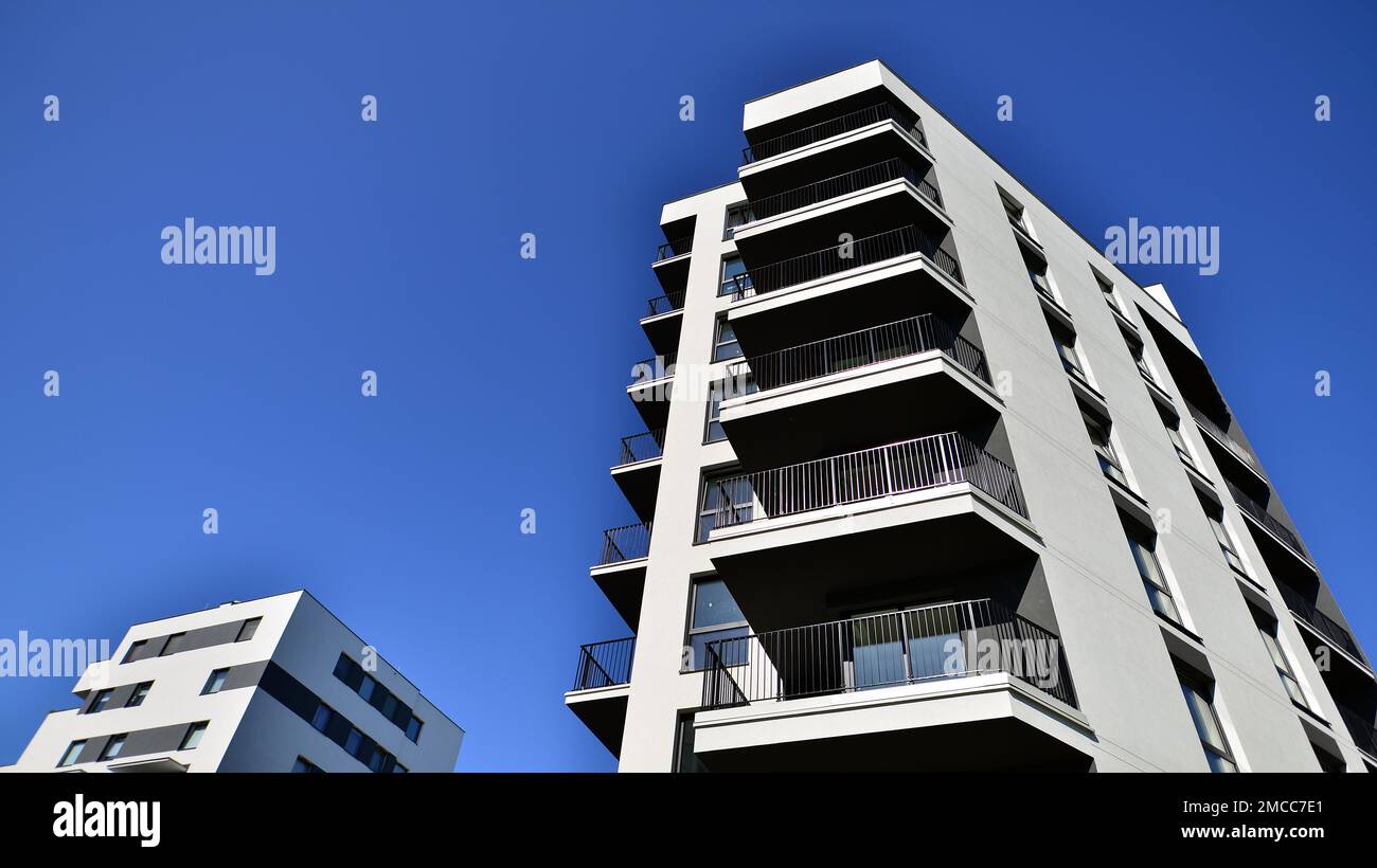 Apartment building with bright facades. Modern minimalist architecture ...