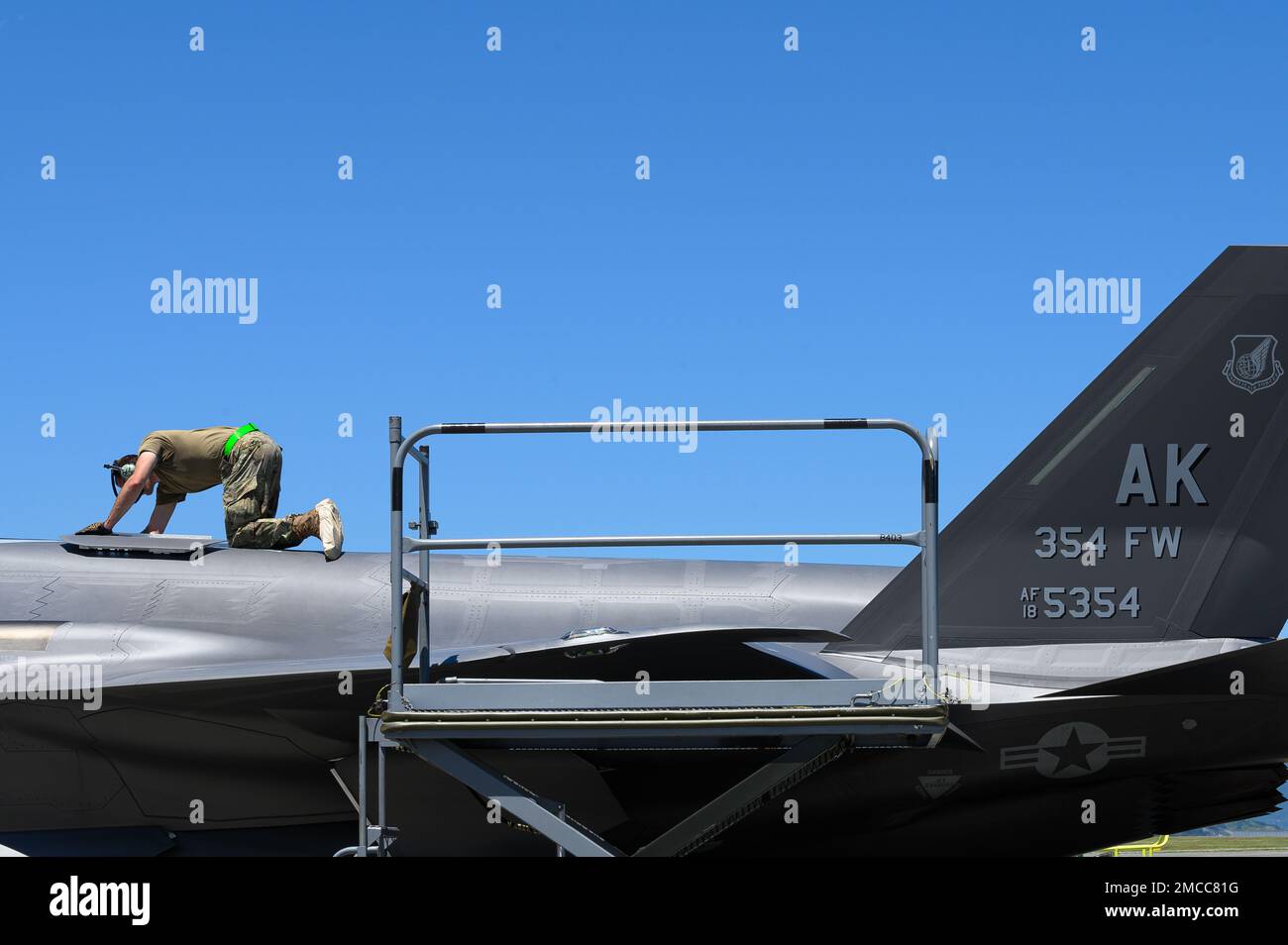 A U.S. Airman assigned to the 356th Expeditionary Fighter Squadron ...