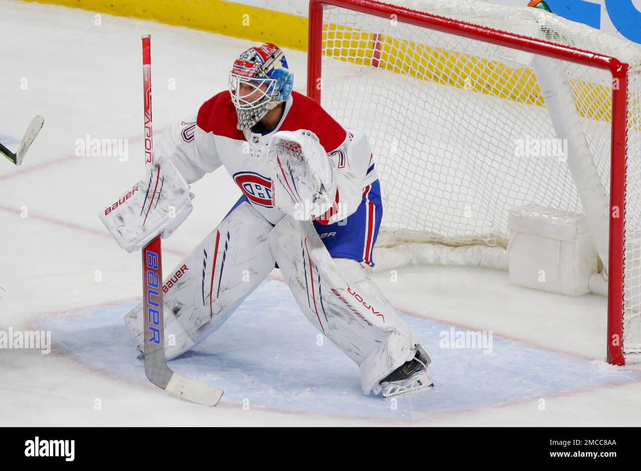 Montreal Canadiens goaltender Michael McNiven looks on during an NHL ...