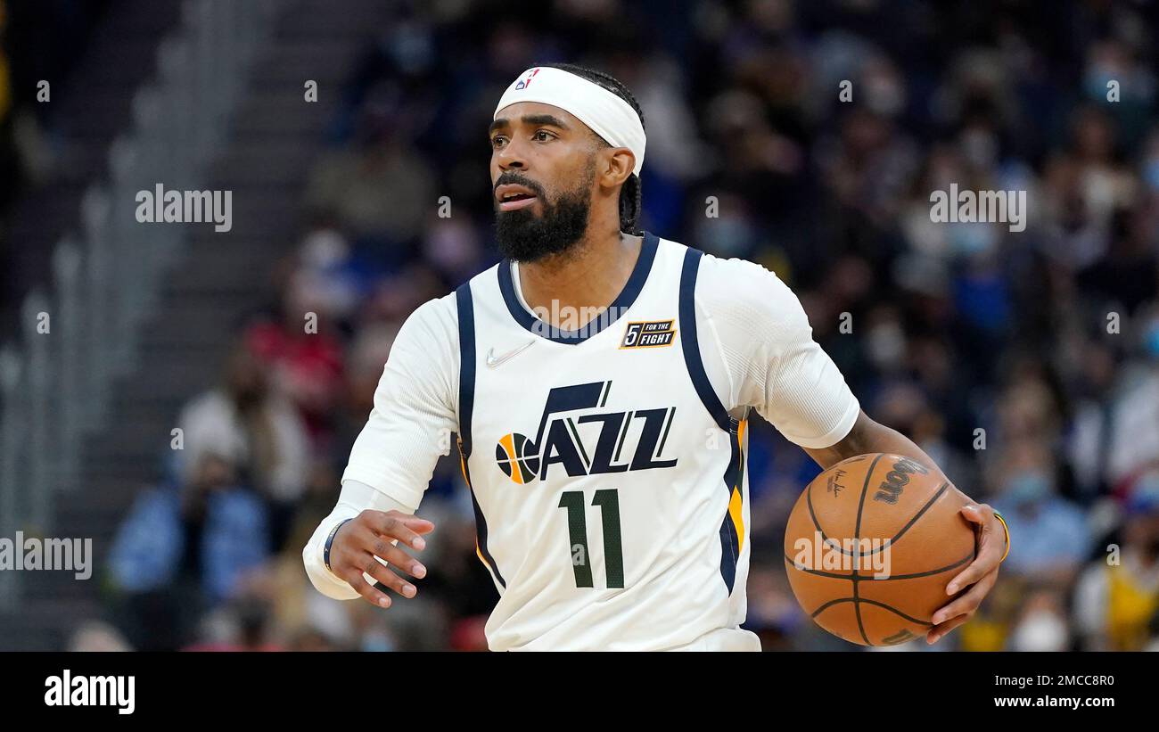 Utah Jazz guard Mike Conley against the Golden State Warriors during an ...