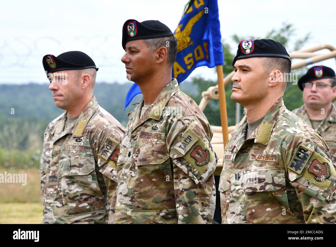 From left to right, U.S Air Force Col. Justin M. Dupuis, 4th Air Support Operations Group ...