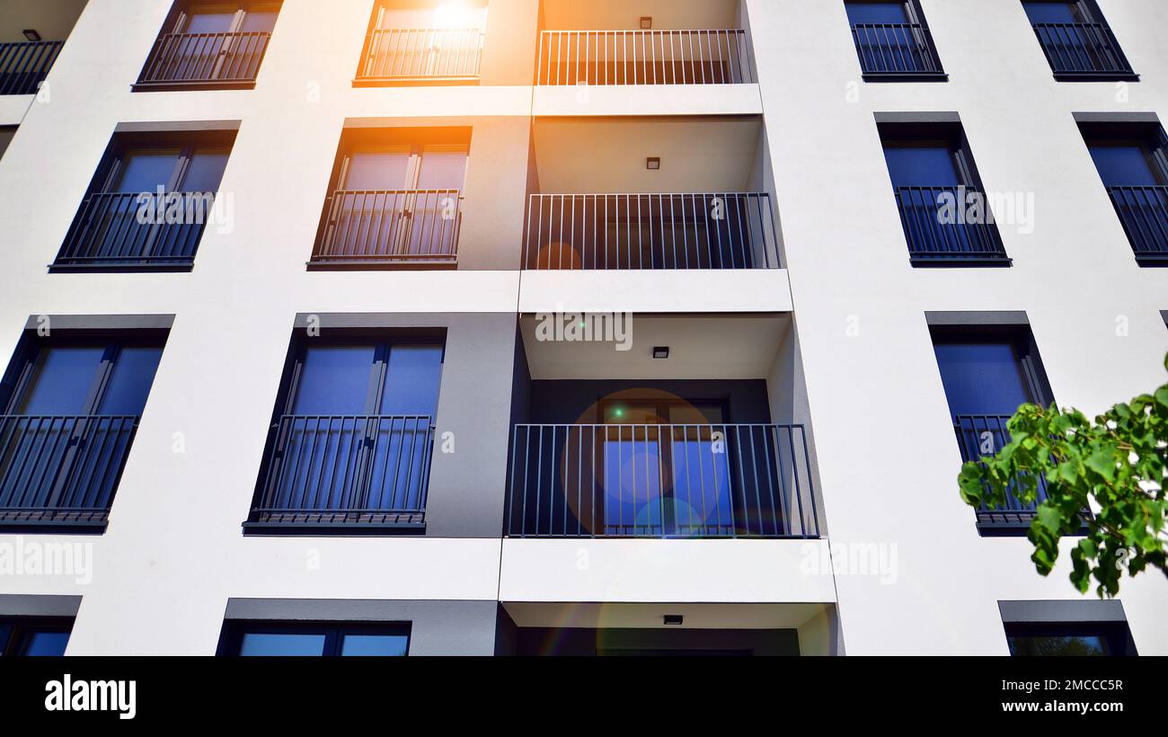 Apartment building with bright facades. Modern minimalist architecture ...