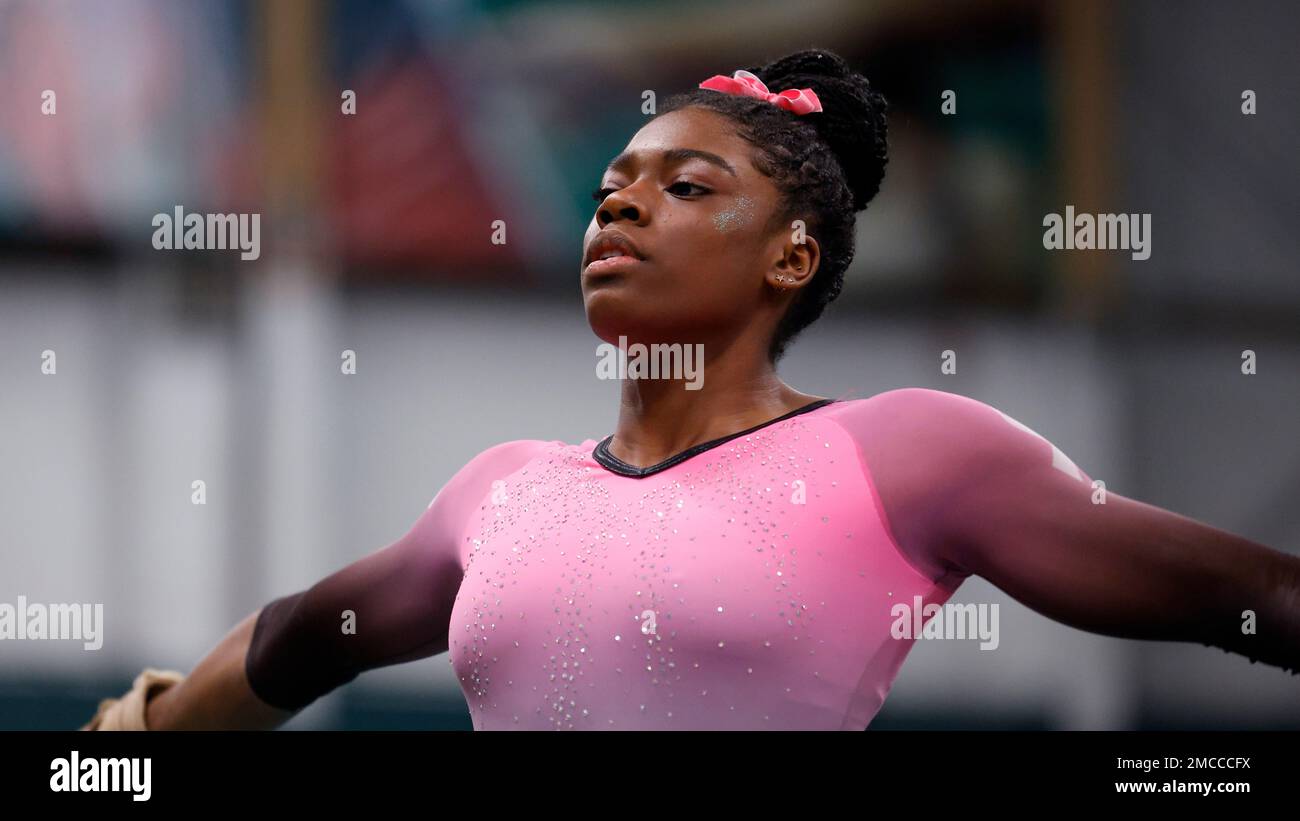 Michigan State's Gabrielle Stephen competes in the floor during an NCAA ...