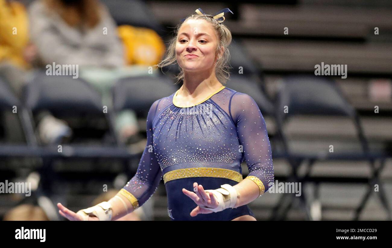 West Virginia's Abbie Pierson performs the floor exercise during an ...