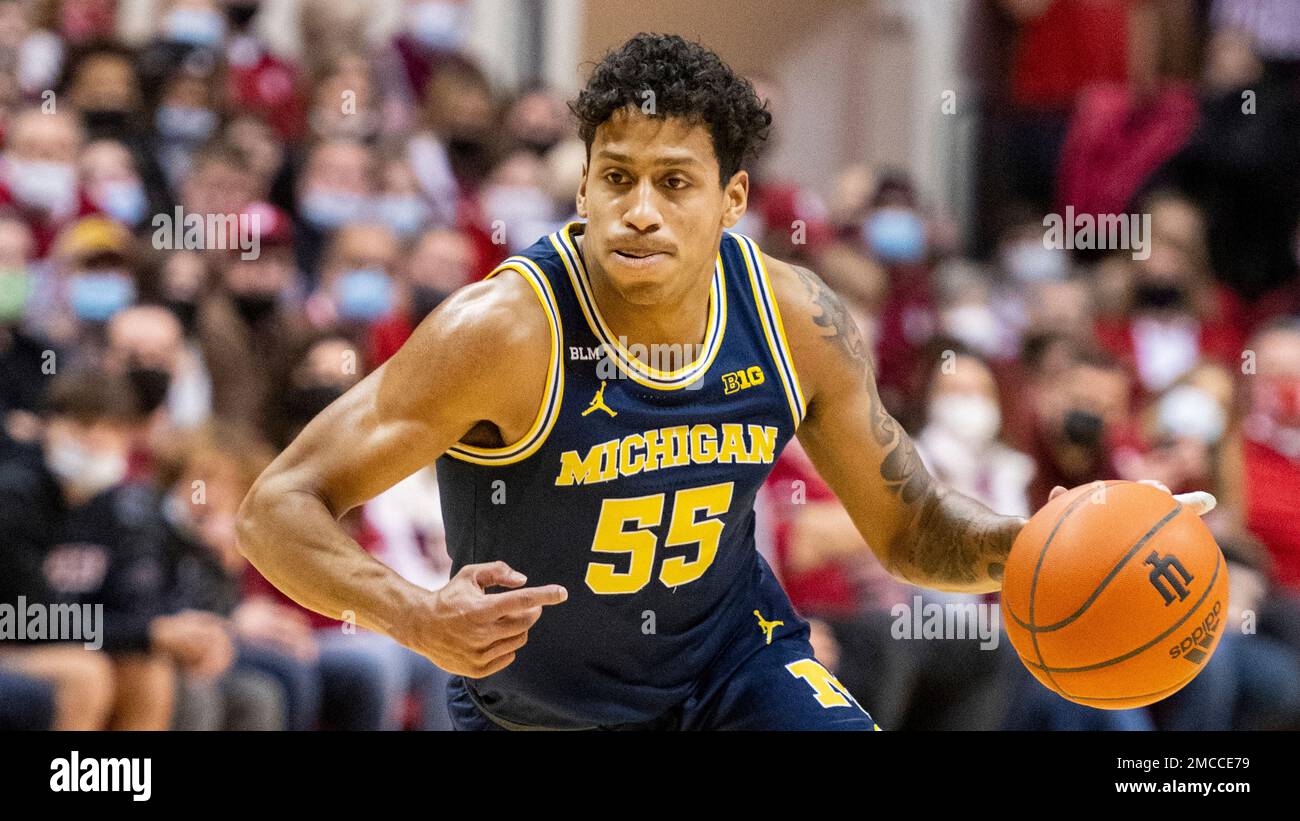 Michigan guard Eli Brooks (55) during an NCAA college basketball game ...