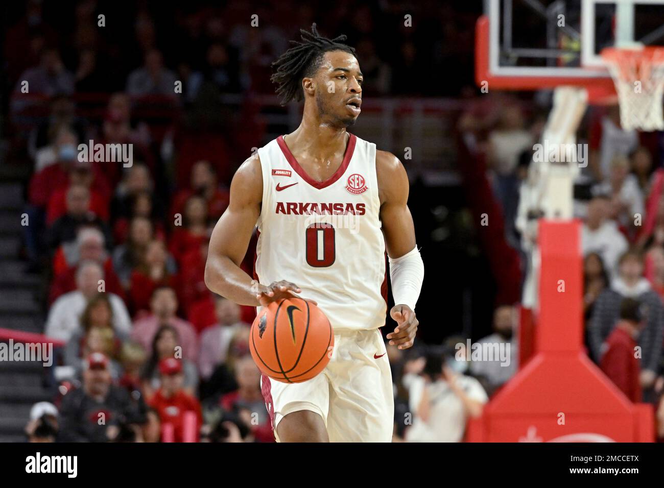 Arkansas guard Stanley Umude (0) against Texas A&M during an NCAA ...