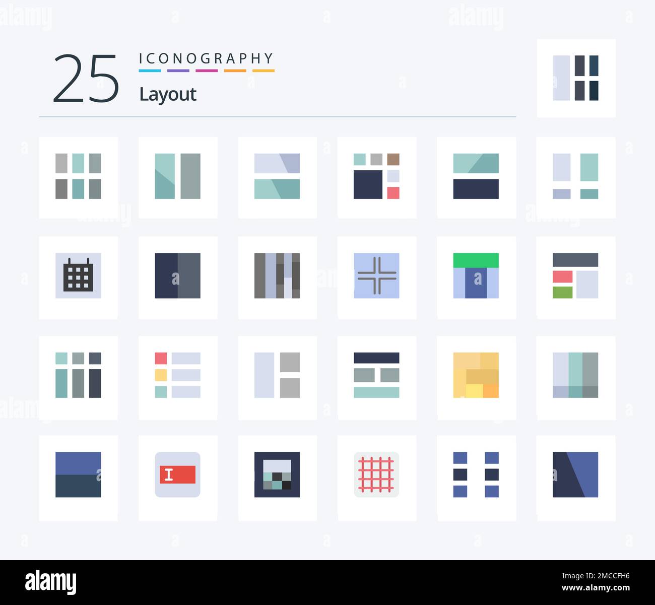 Layout 25 Flat Color icon pack including layout. layout. calendar ...