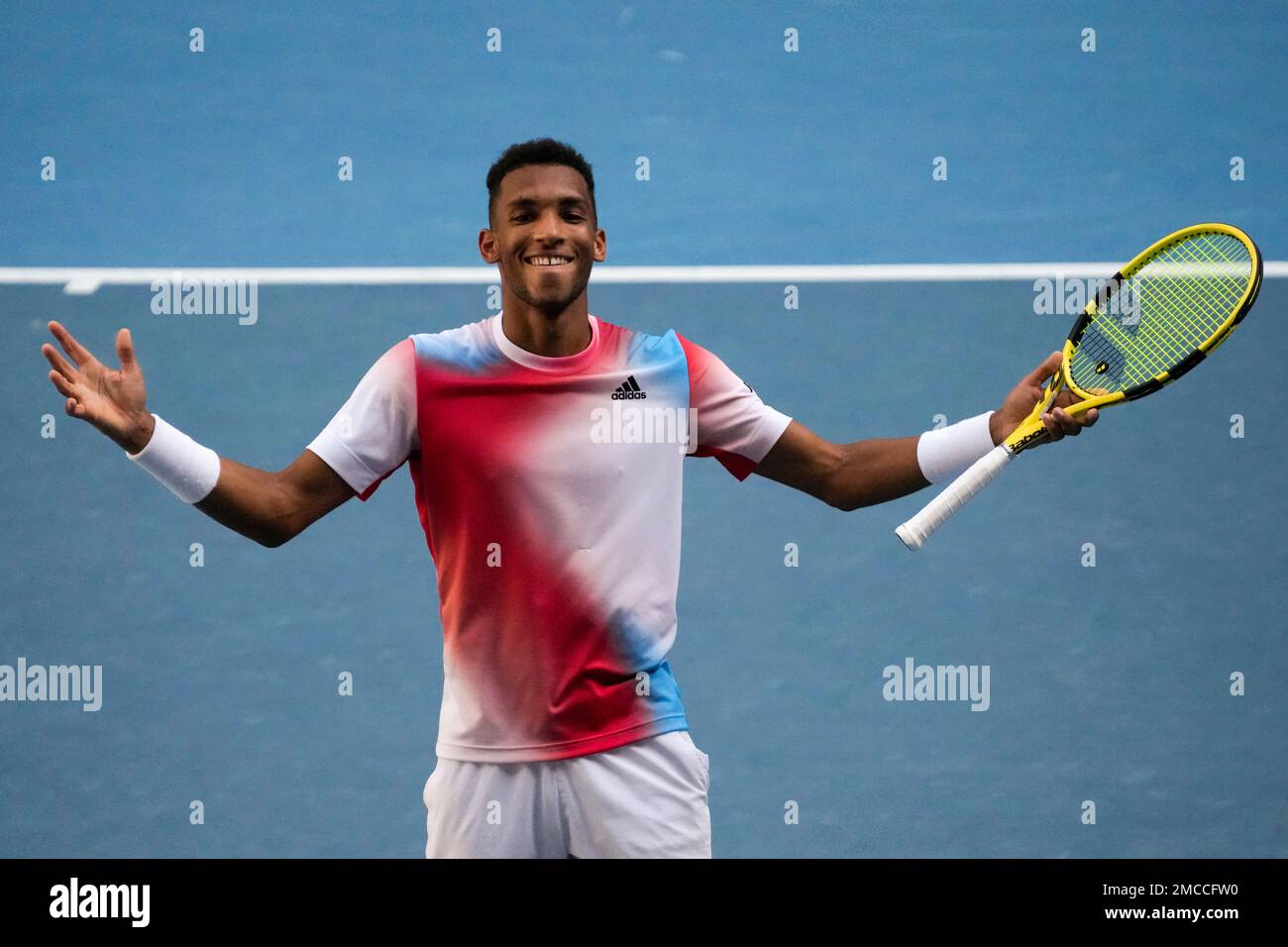 Felix Auger-Aliassime of Canada celebrates after defeating Marin Cilic ...