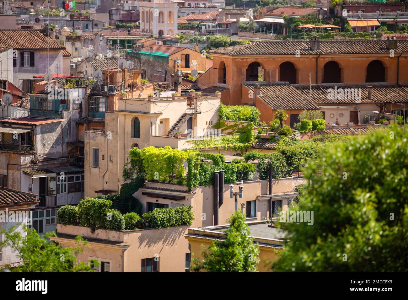 Roma May 15,2018 .View of the city of Rome from above, from the terrace ...