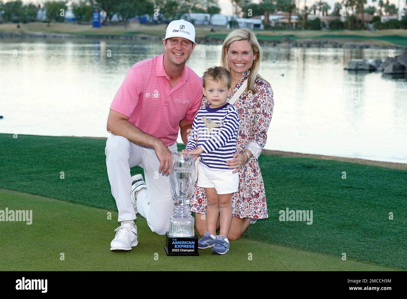 Hudson Swafford poses for photos with his wife Katherine and son James ...