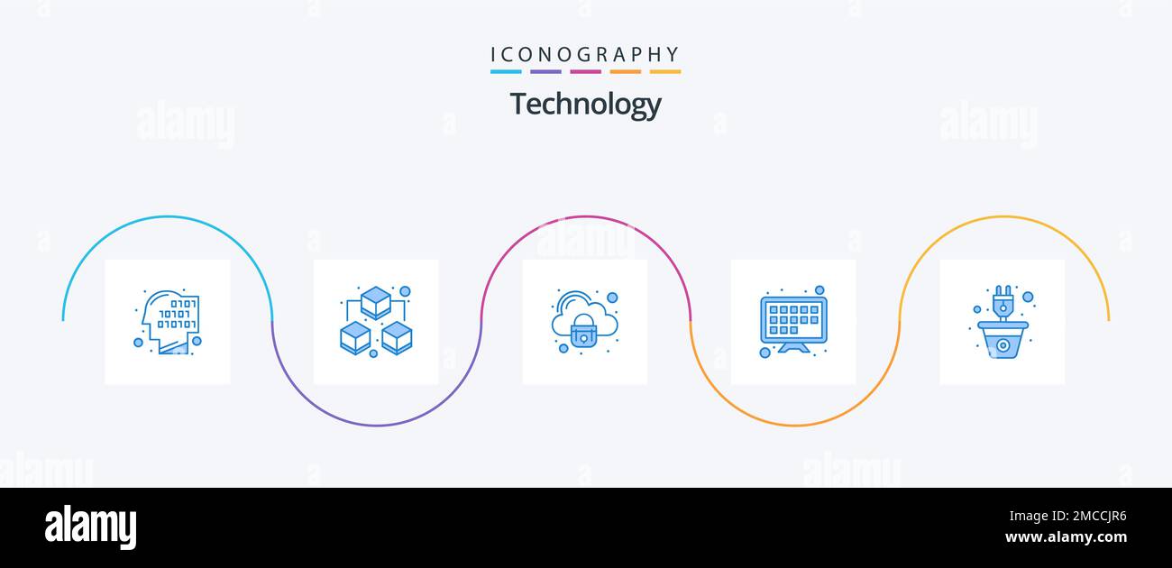Technology Blue 5 Icon Pack Including power. plant. cloud. energy. smart tv Stock Vector Image ...