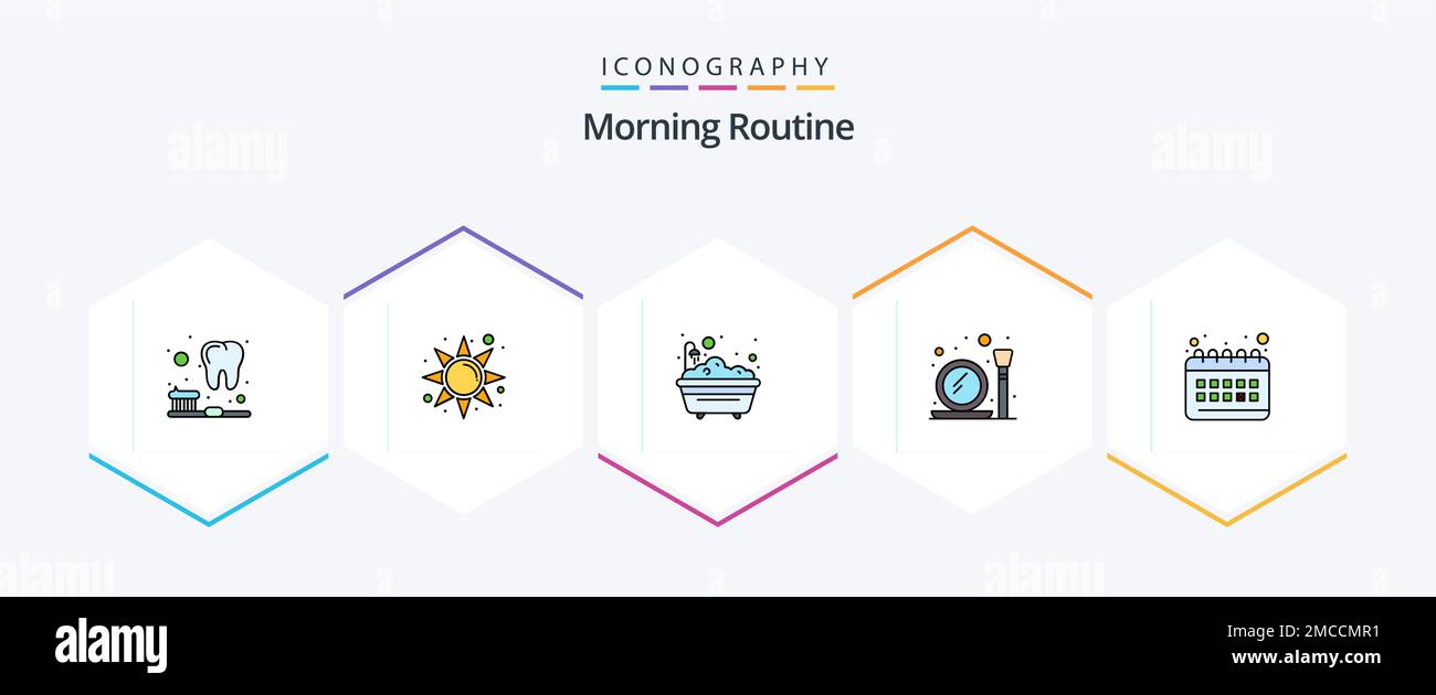 Morning Routine 25 FilledLine icon pack including routine. clock ...