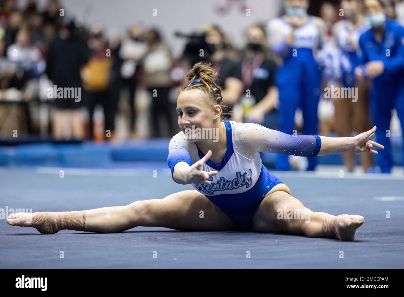 Kentucky gymnast Raena Worley competes on the floor during an NCAA ...
