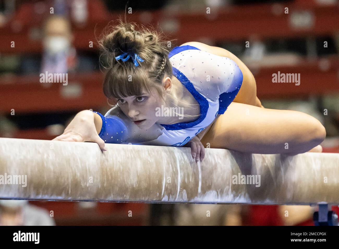 Kentucky gymnast Anna Haigis competes on the beam during an NCAA ...