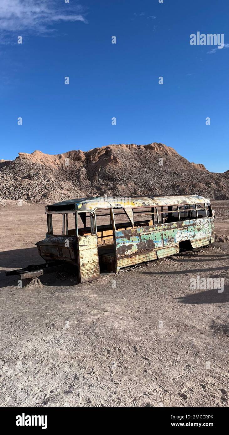 A view of the abandoned bus in Atacama desert Stock Photo - Alamy