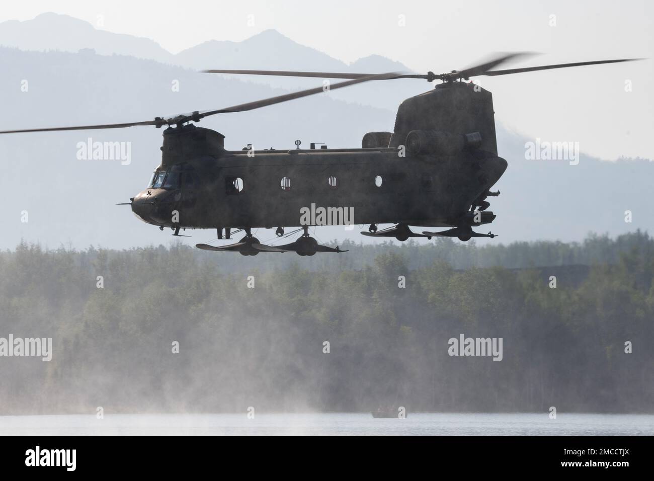 An Army CH-47F Chinook, operated by aircrew from B Company, 1-52nd ...